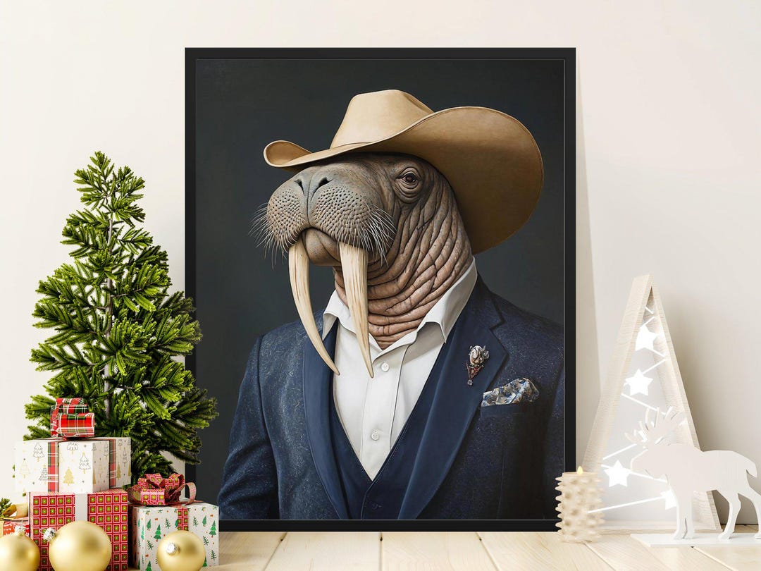Walrus in Suit Poster, Unique Animal Art, Quirky Wall Decor, Fun Office ...