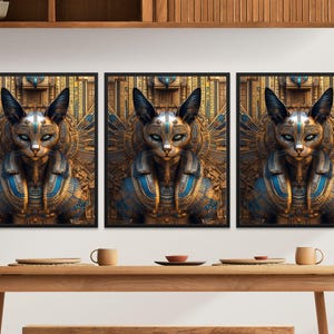 Ancient Egyptian Cat Wall Art, Steampunk Feline Decor, Intricate Cat ...