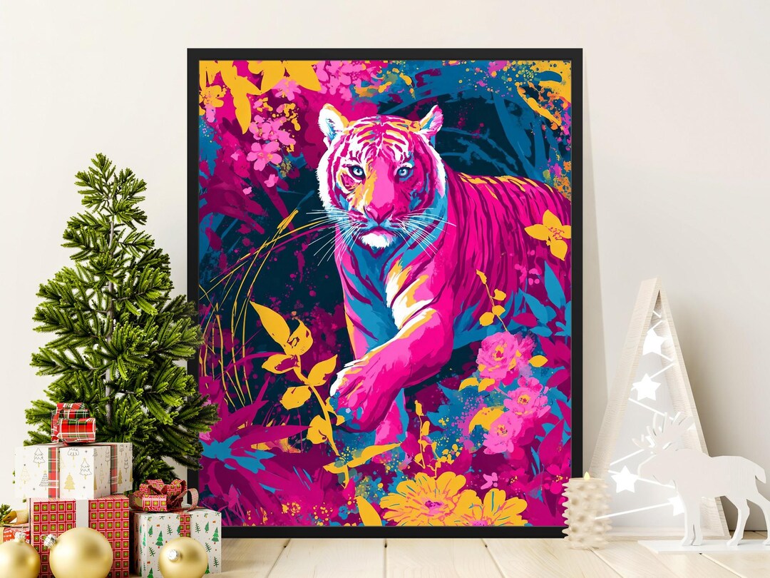 Colorful Tiger Poster, Jungle Art Print, Wildlife Home Decor, Animal ...