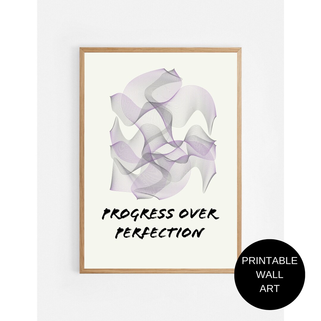 Progress Over Perfection Print, Framed Sweet Quote Poster Print, Lovely ...