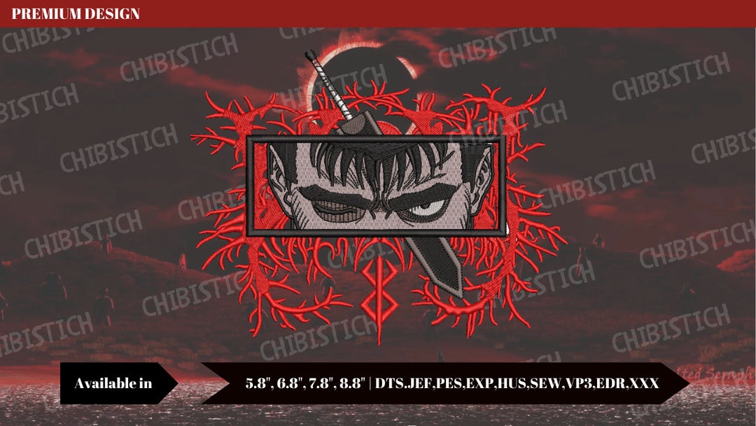 Premium Anime Embroidery Design, Anime Inspired Machine Embroidery ...