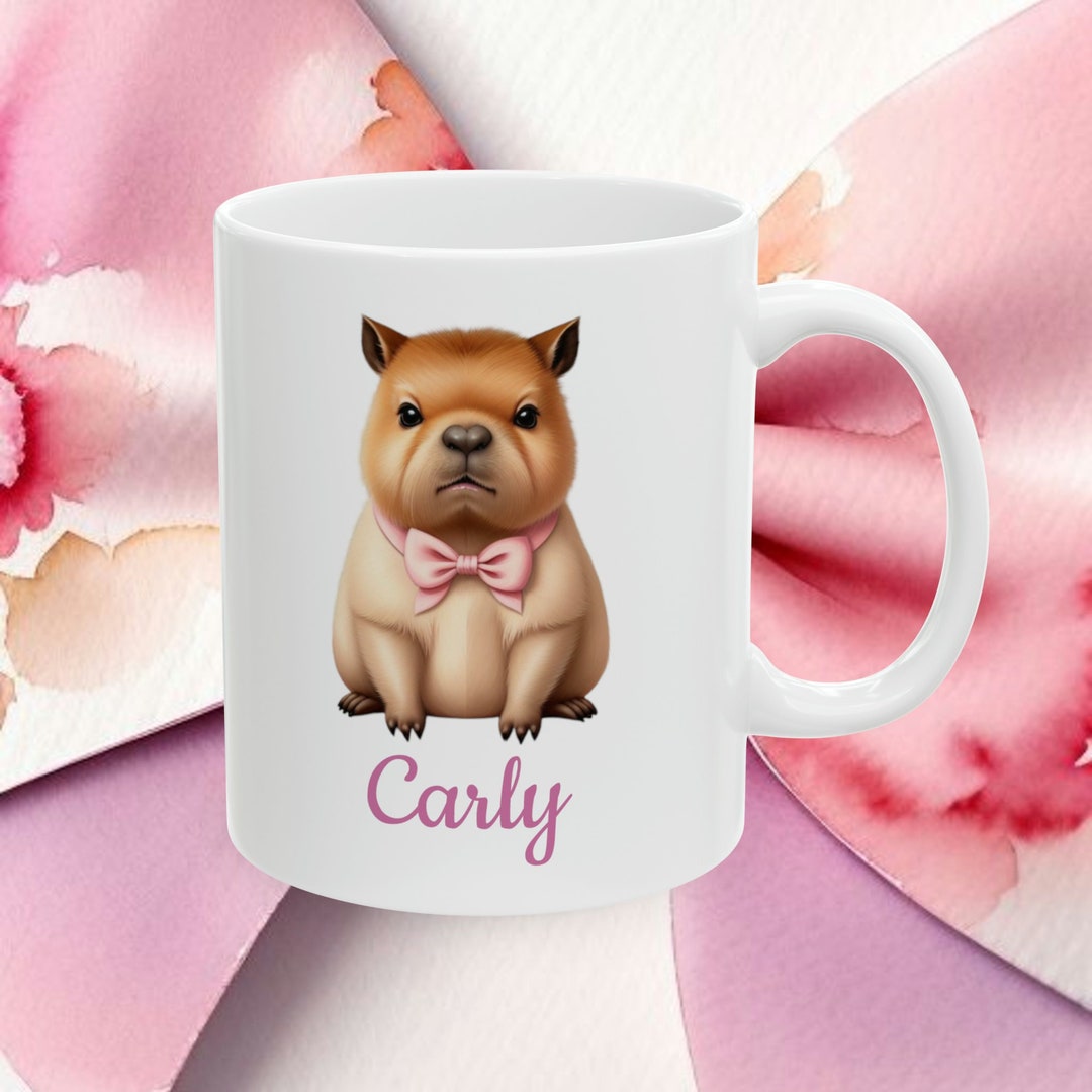 Capybara Mug Grumpy Capybara Cute Capybara Pink Bow Coquette Capybara ...