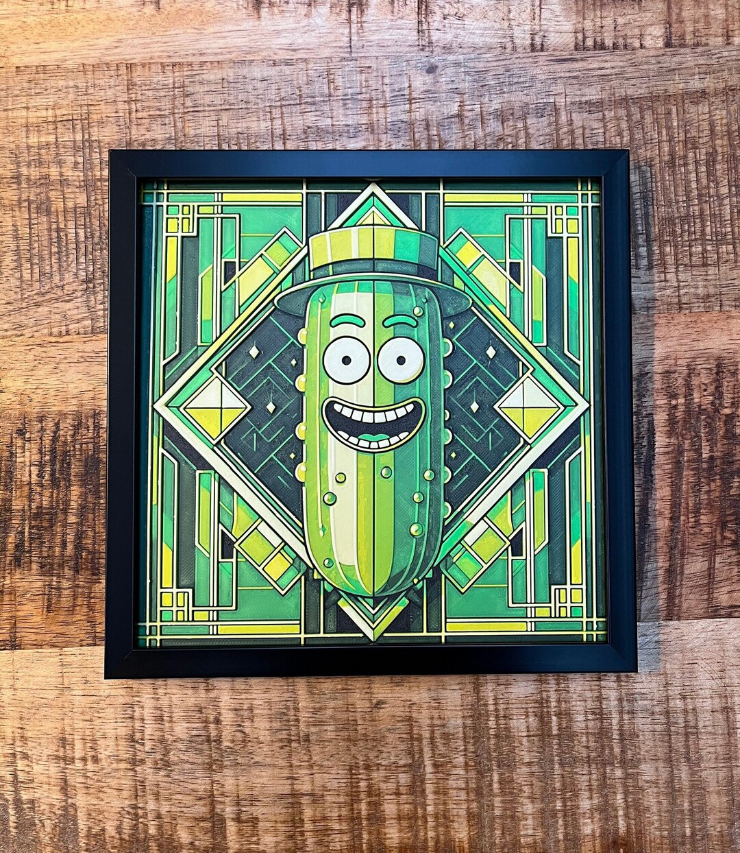 Art Deco Pickle Rick Hueforge Fillament Painting - Etsy