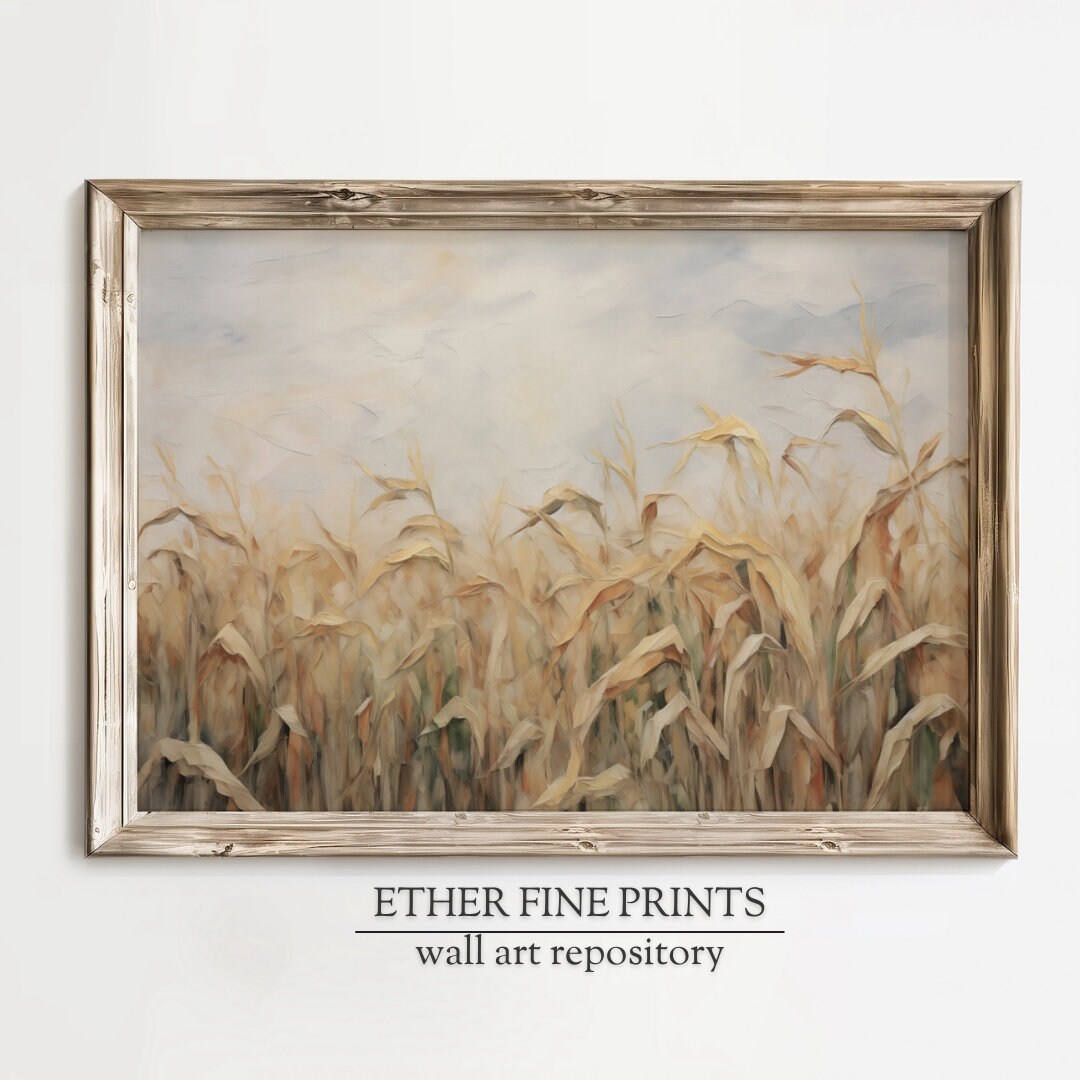 PRINTABLE Art | Golden Corn Field | VINTAGE Style Oil Painting ...