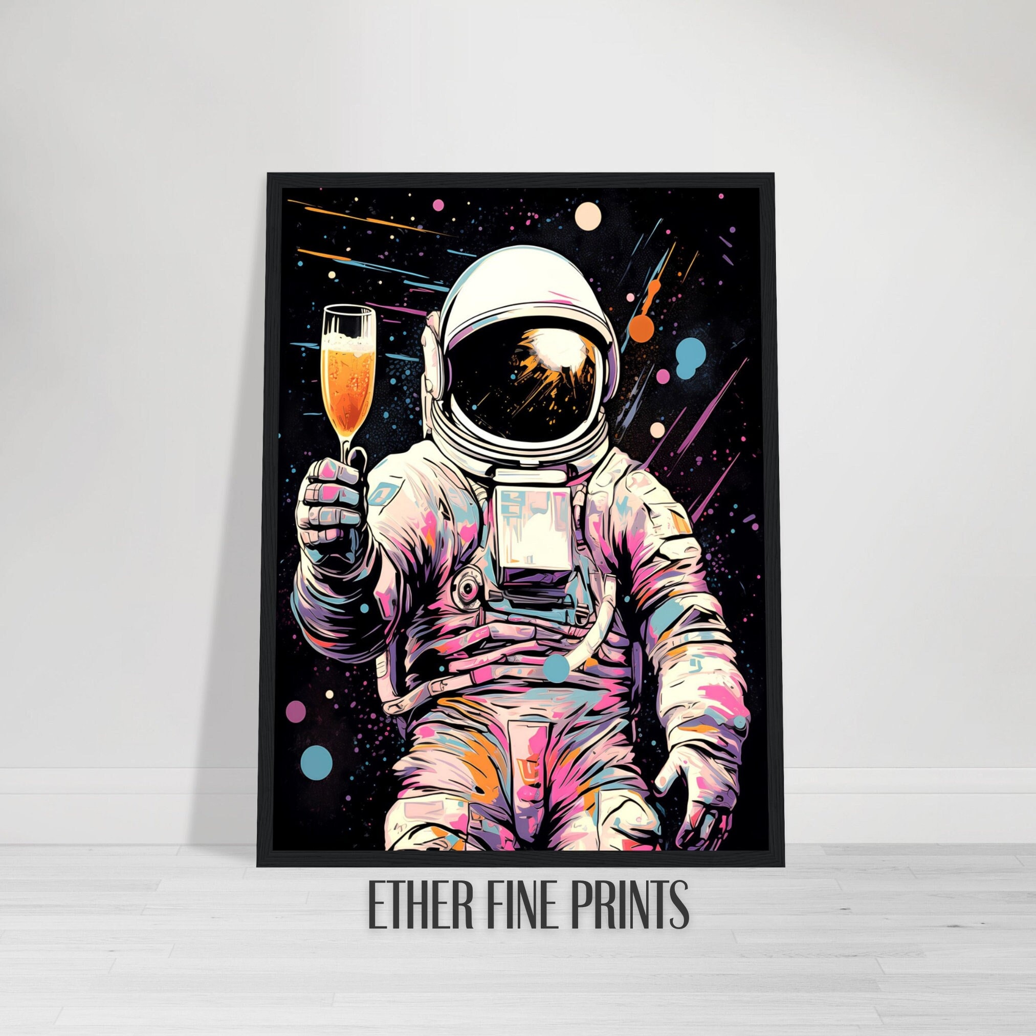 A Toast to the Stars Pop Art Style Astronaut Premium Matte Paper Framed ...