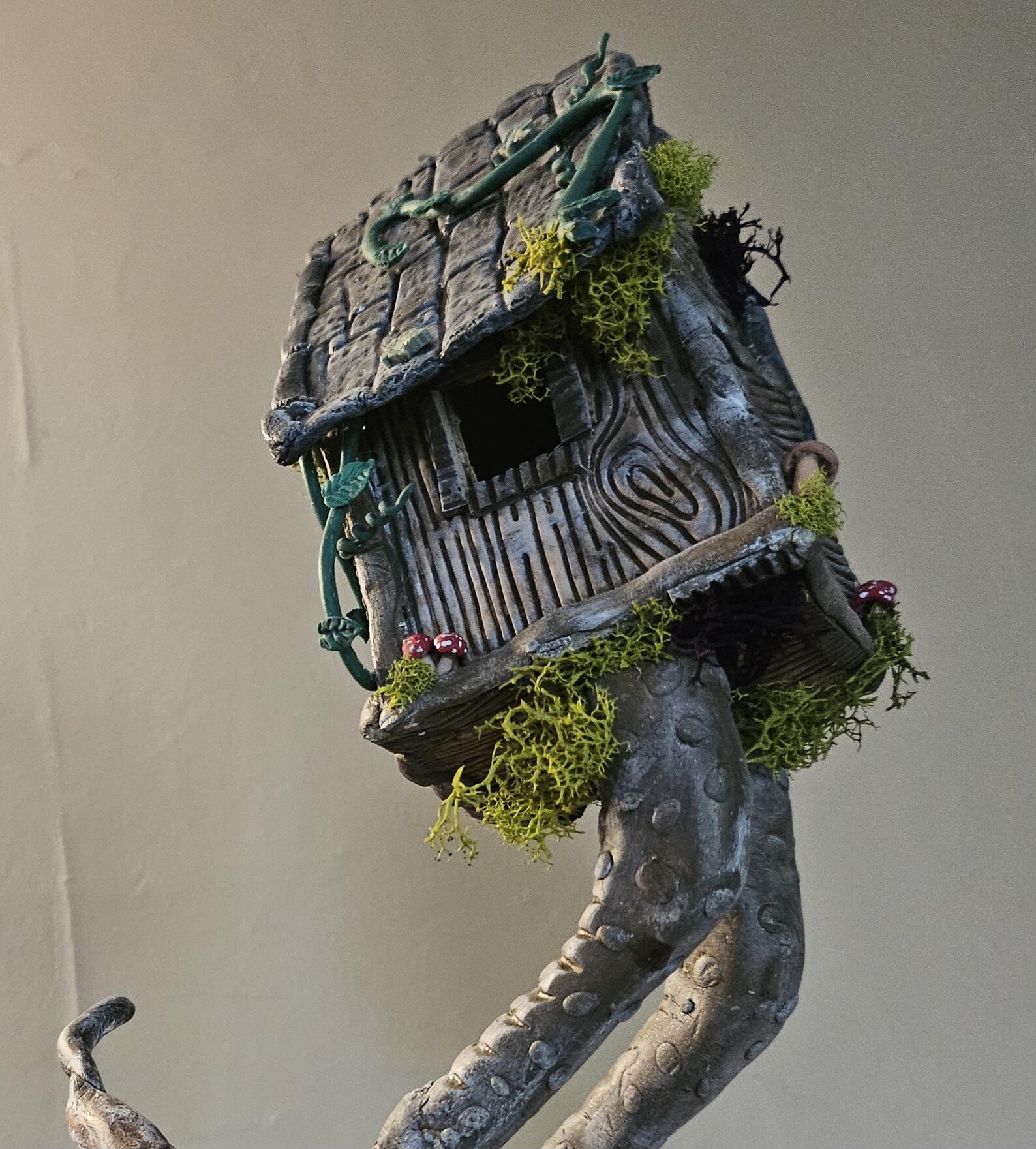 Baba Yaga House Sculpture - Handmade Mixed Media Art With Real Pheasant ...