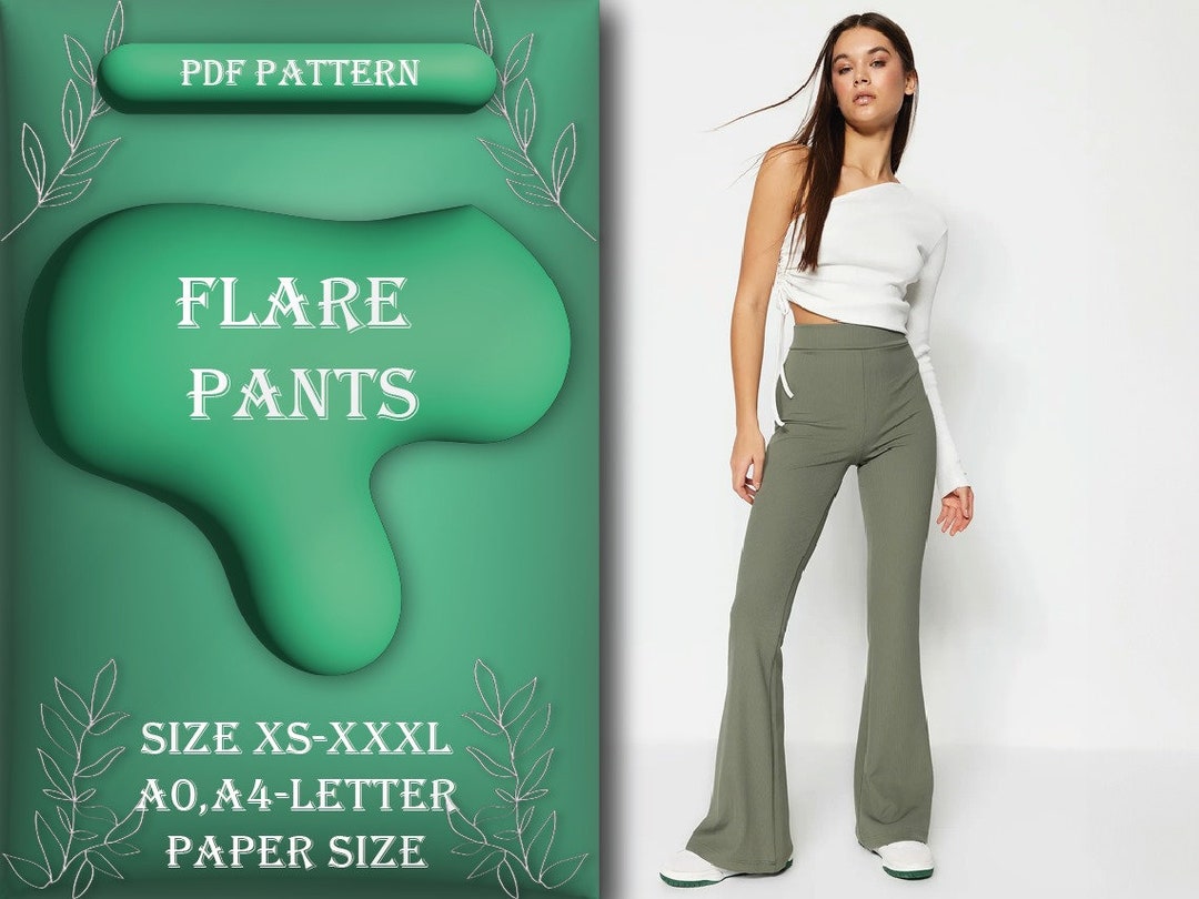 Flare Leg Pants Sewing Pattern, High Waisted Pants, Flare Pants, Sewing ...