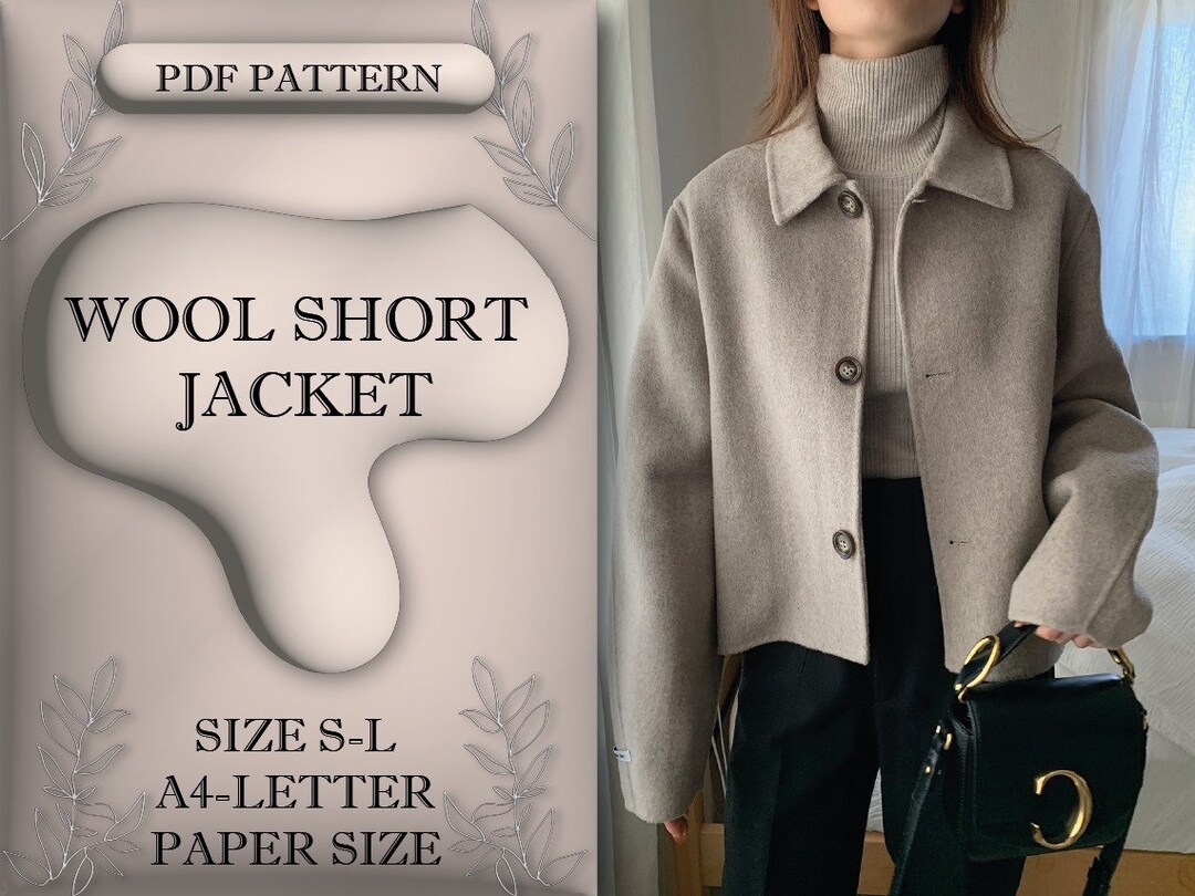 Wool Short Jacket Sewing Pattern, Wool Short Jacket, Wool Jacket ...