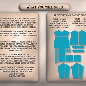 Wool Short Jacket Sewing Pattern: XXS-XXXL (A0, A4, Letter) (PDF ...