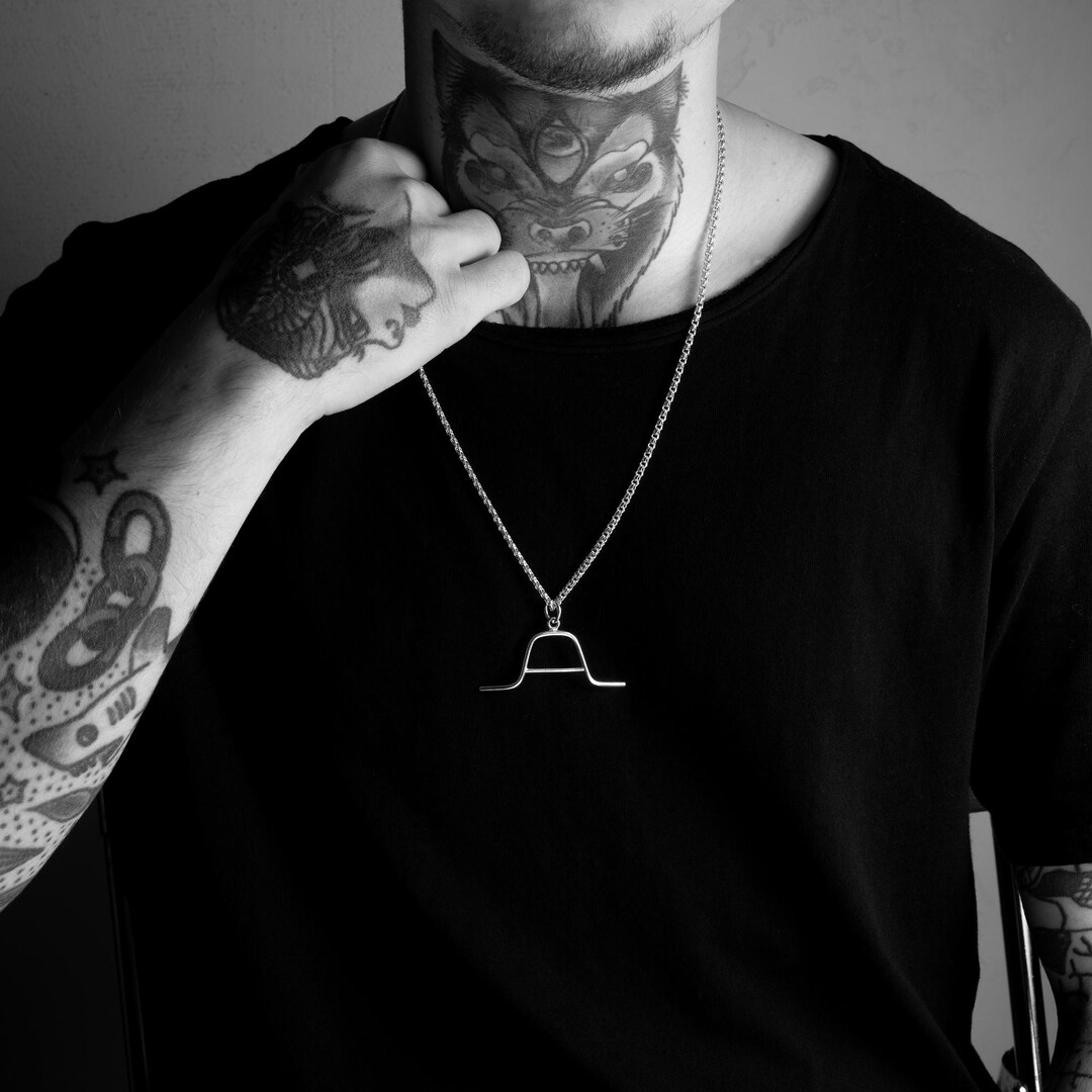 Handmade Silver Pendant, Minimalist BMX Handlebar Necklace, Unique ...