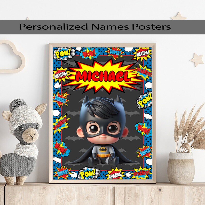 Superhero Poster, Personalized Superhero Poster, Super Hero Bat Boy ...