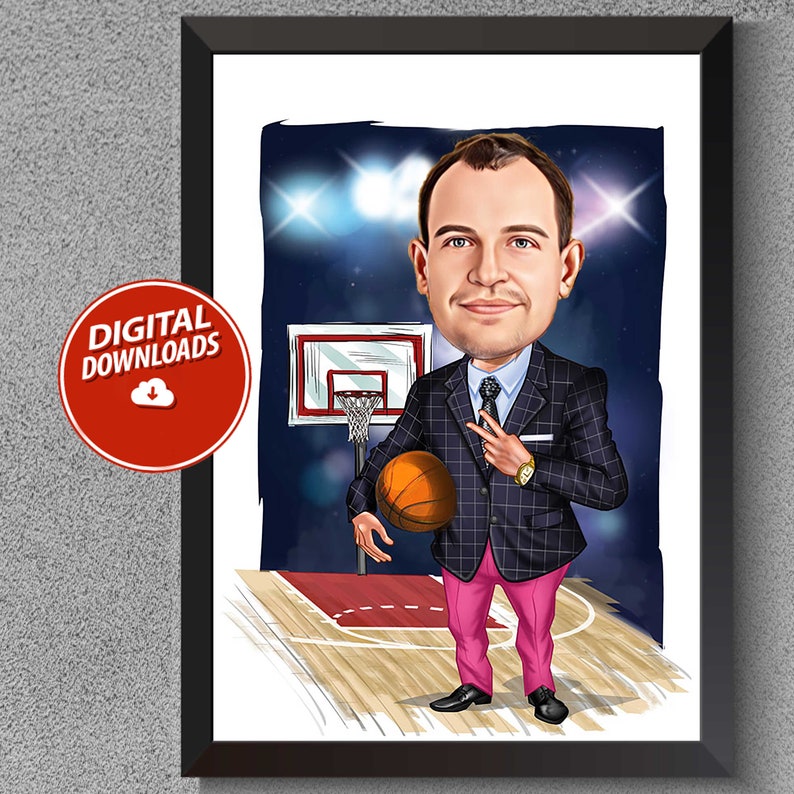 Personalized BASKETBALL COACH Cartoon Custom Caricature Best Coach Gift ...