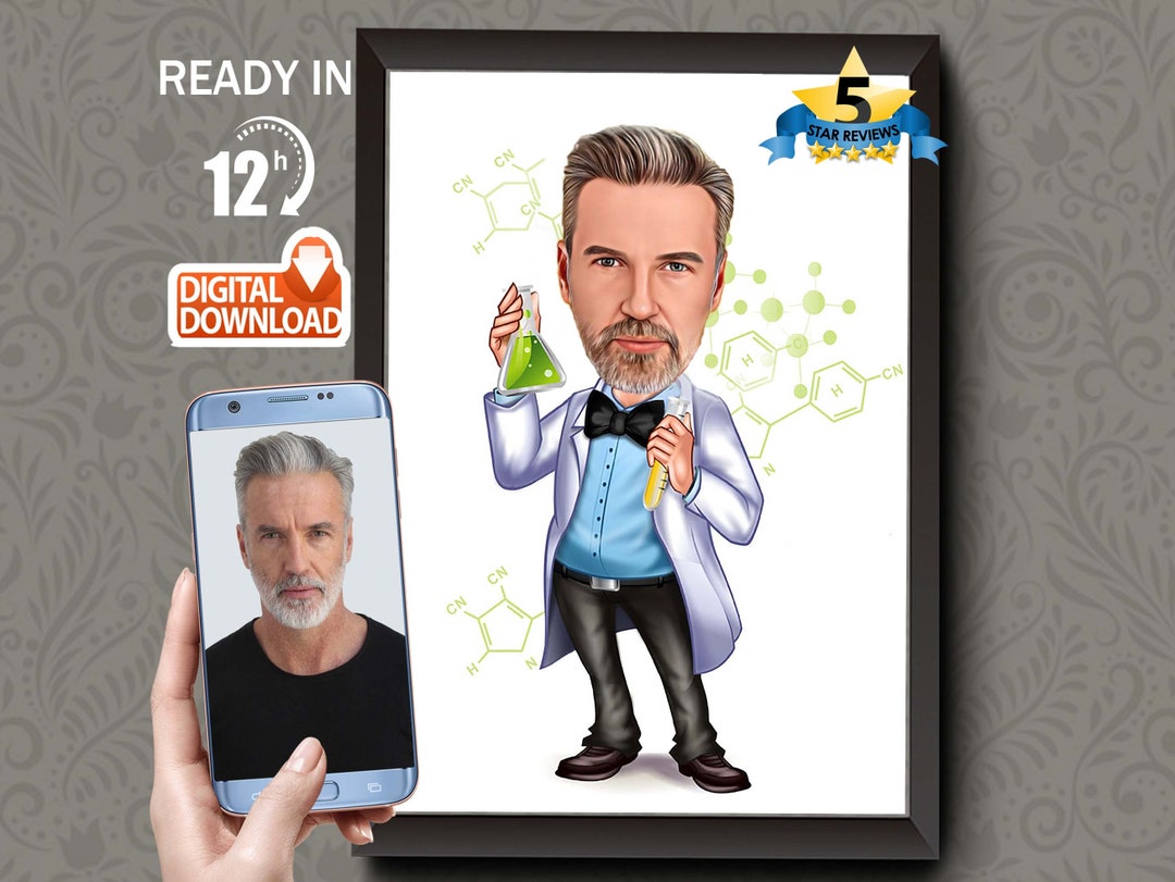 Custom Lab Tech Cartoon Portrait, Lab Tech Caricature, Gift for Lab ...