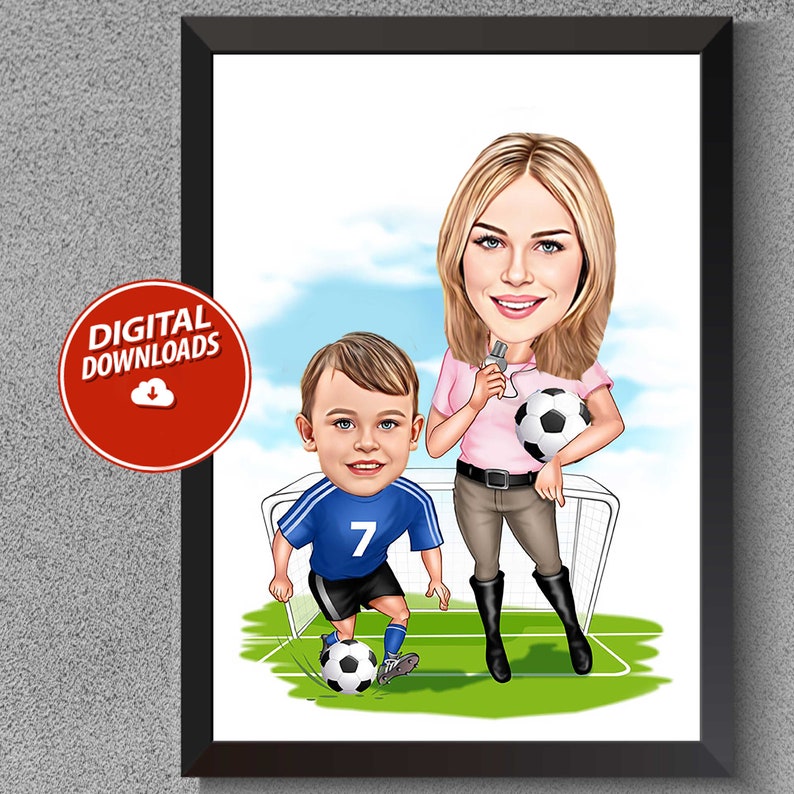 Soccer Coach Cartoon Drawing From Photo for Men, Custom Soccer Coach ...