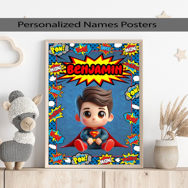 Personalized Super Hero Posters, Super Hero Custom Wall Posters, Custom ...