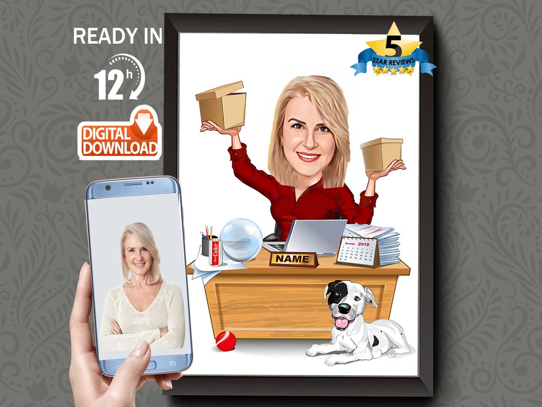 Personalized OFFICE Cartoon Custom Caricature Employee Gift Staff Gift ...