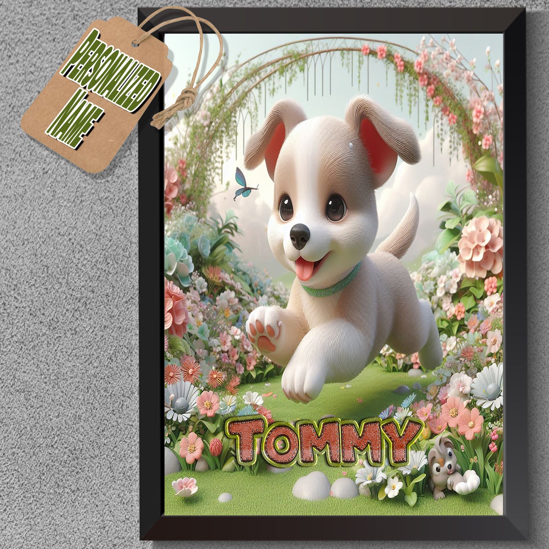 Personalized Dog Name Posters, Embroidered Name Posters, Custom Flannel ...