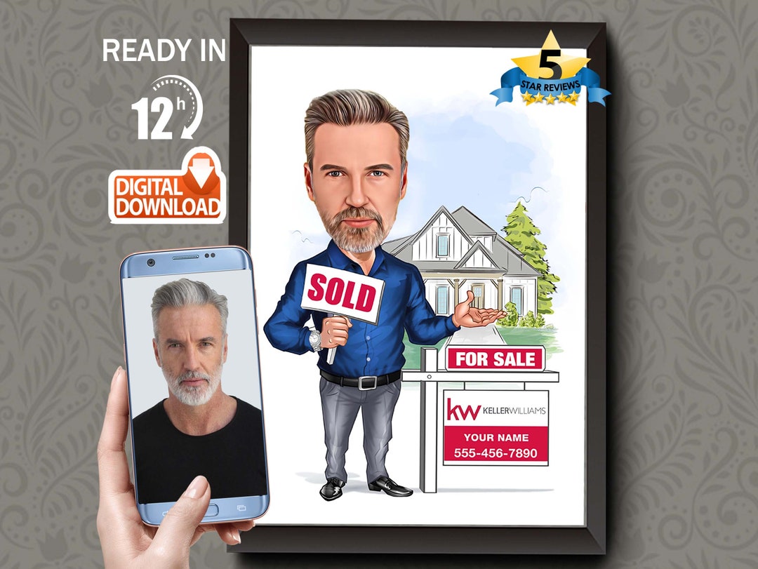 Custom Realtor Gift for Men, Custom Realtor Caricature From Photo ...