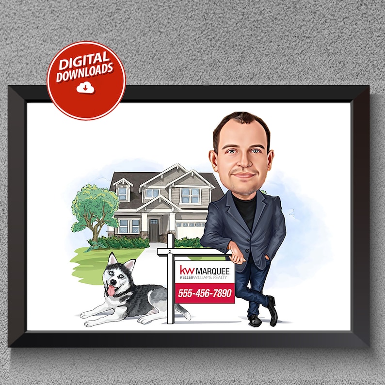 Realtor Cartoon, Realtor Gift, Custom Real Estate Agent Caricature ...