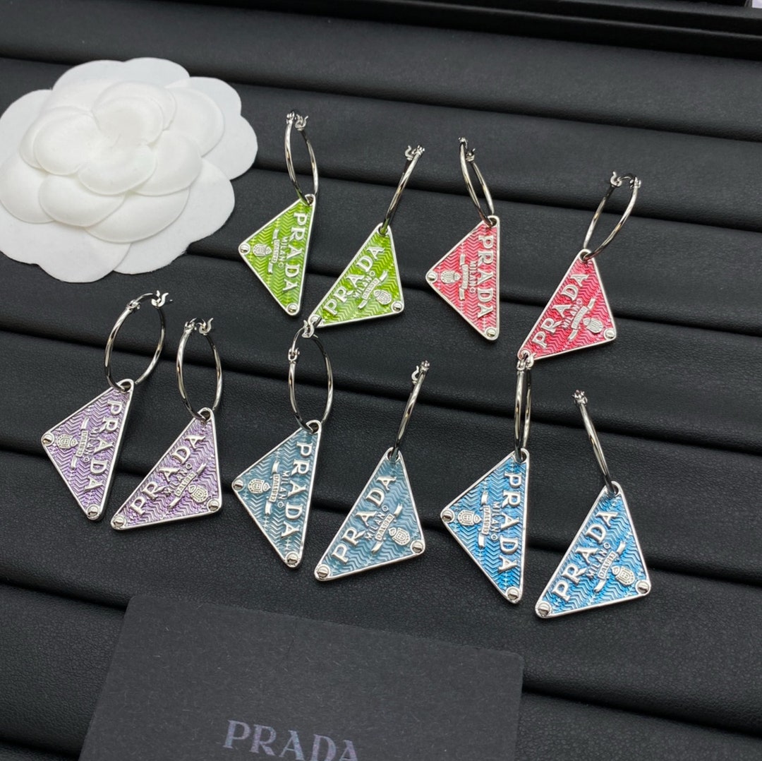 Prada Triangle Logo Earrings Authentic Prada Earrings, Elegant ...