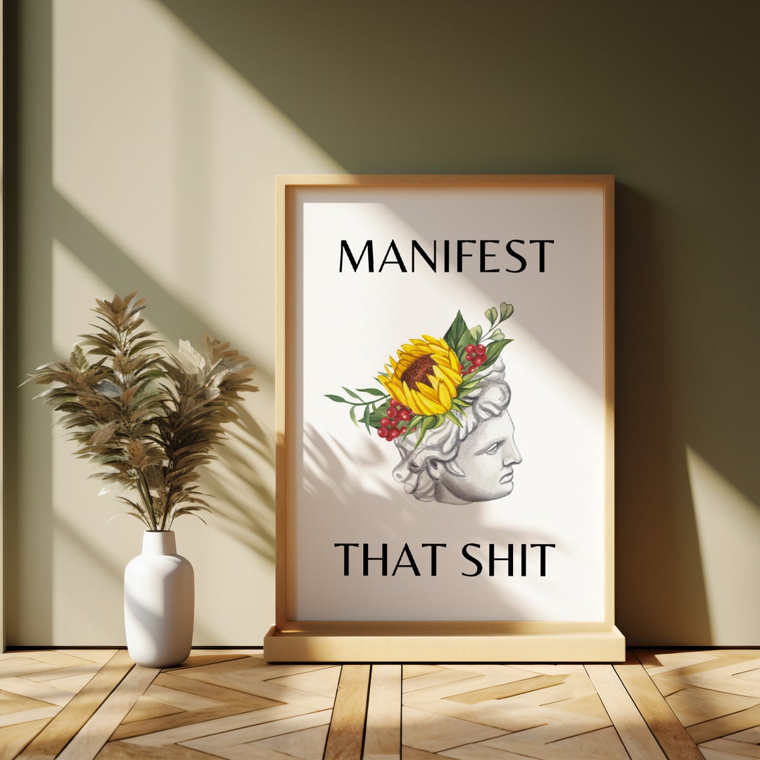 Manifest That Shit, Funny Poster, Inspirational Wall Art, Minimalist ...