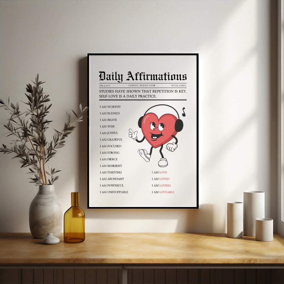 Daily Affirmations Printable, Trendy Newspaper Poster, Manifest Wall ...
