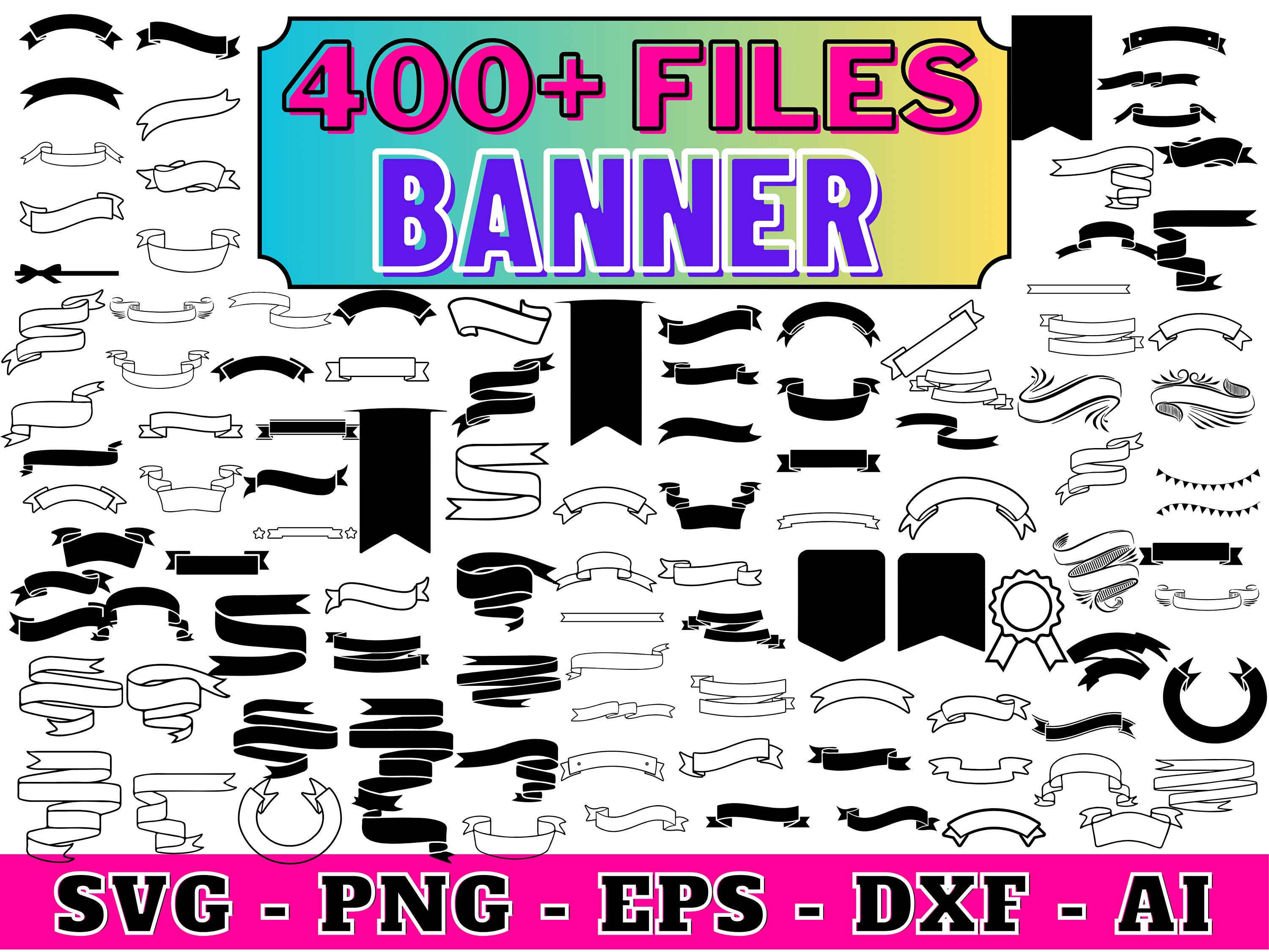 Banner Svg, Ribbon Svg Bundle, Ribbon Banner Svg Cut Files, Banners Svg ...