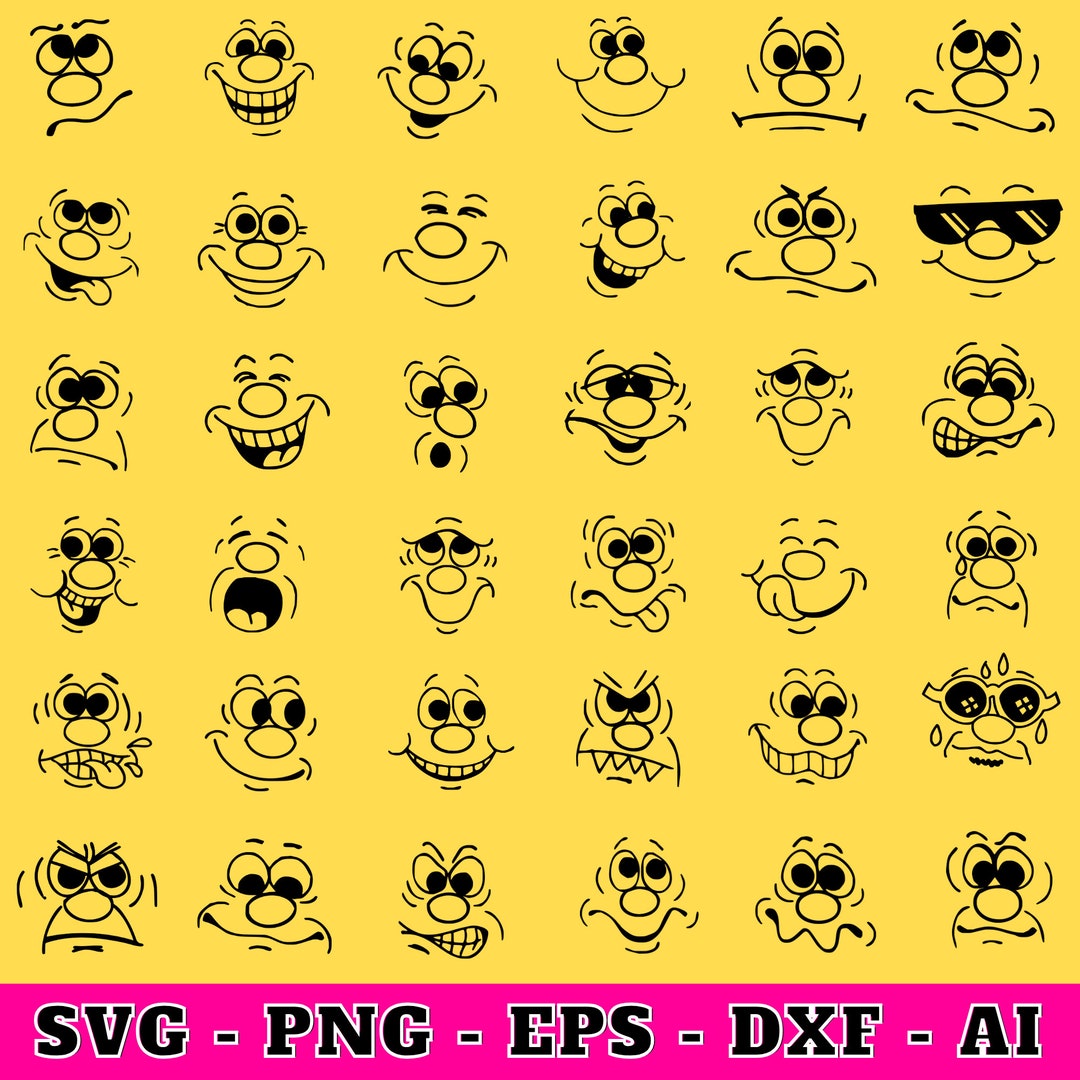 Emoji SVG Bundle Kawaii Svg Cute Faces Svg Smiley Cricut Projects ...