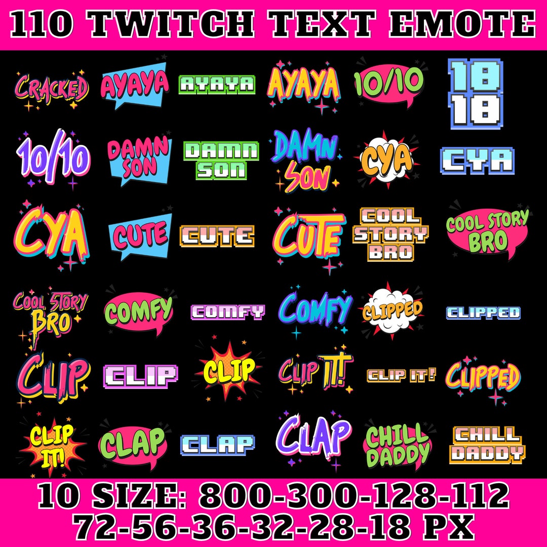110 Bundle Twitch Text Emote Text Emotes, Twitch Emotes, Discord Emote ...