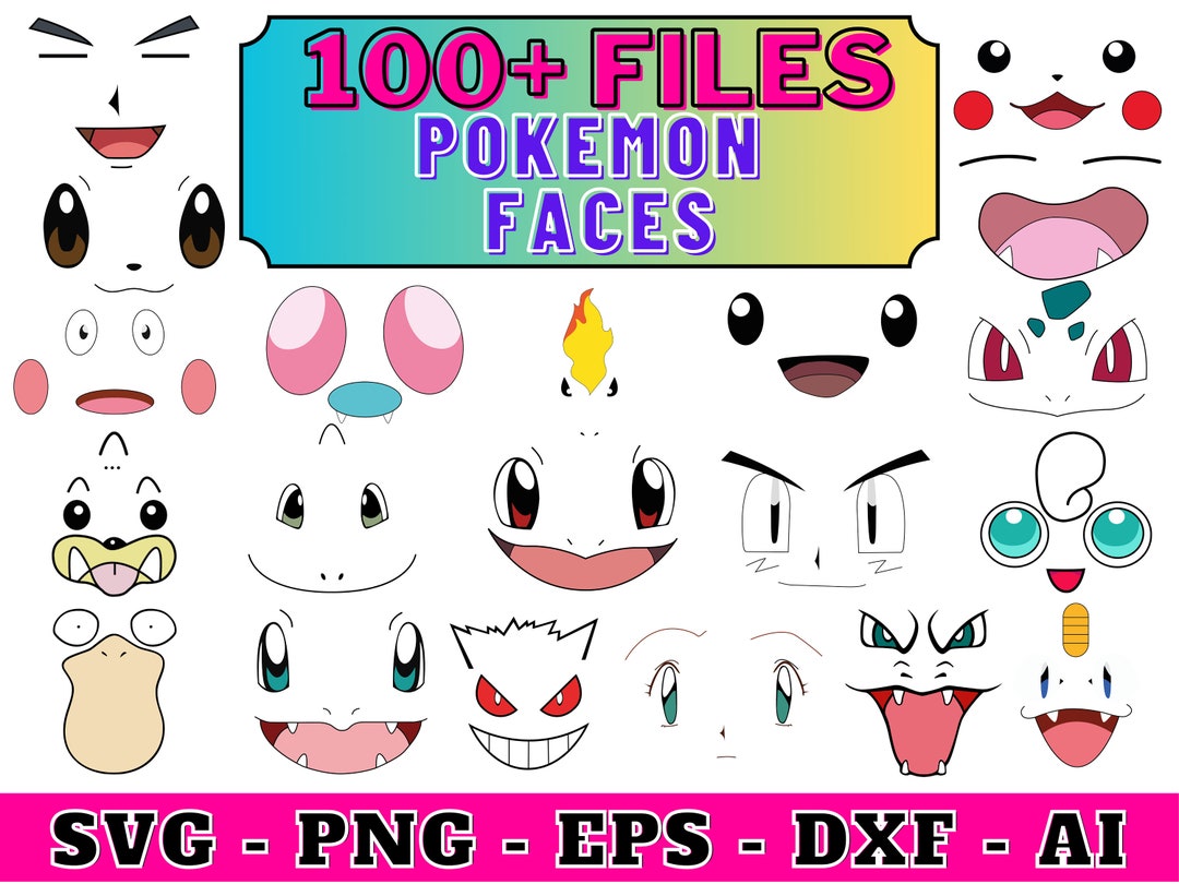 Pokemon Face Files, Pokemon Face Svg, Pokemon, Cricut, Vector, Pokemon ...
