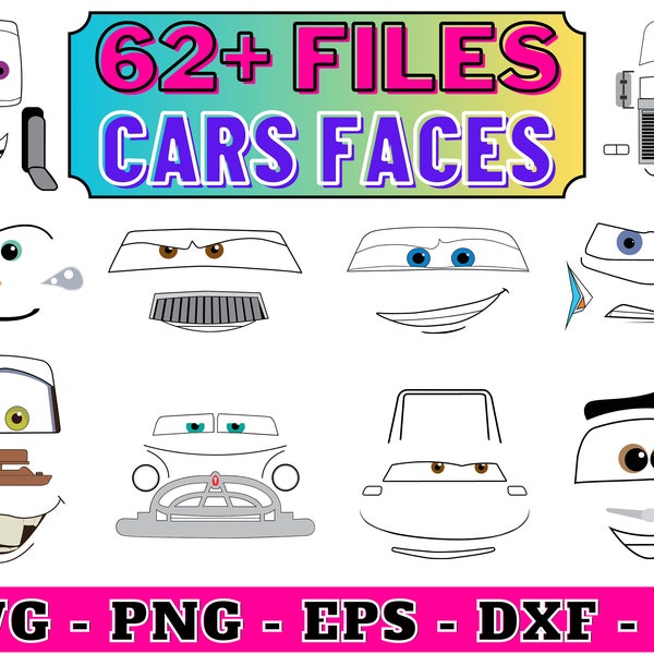Lightning Mcqueen Face Png - Etsy