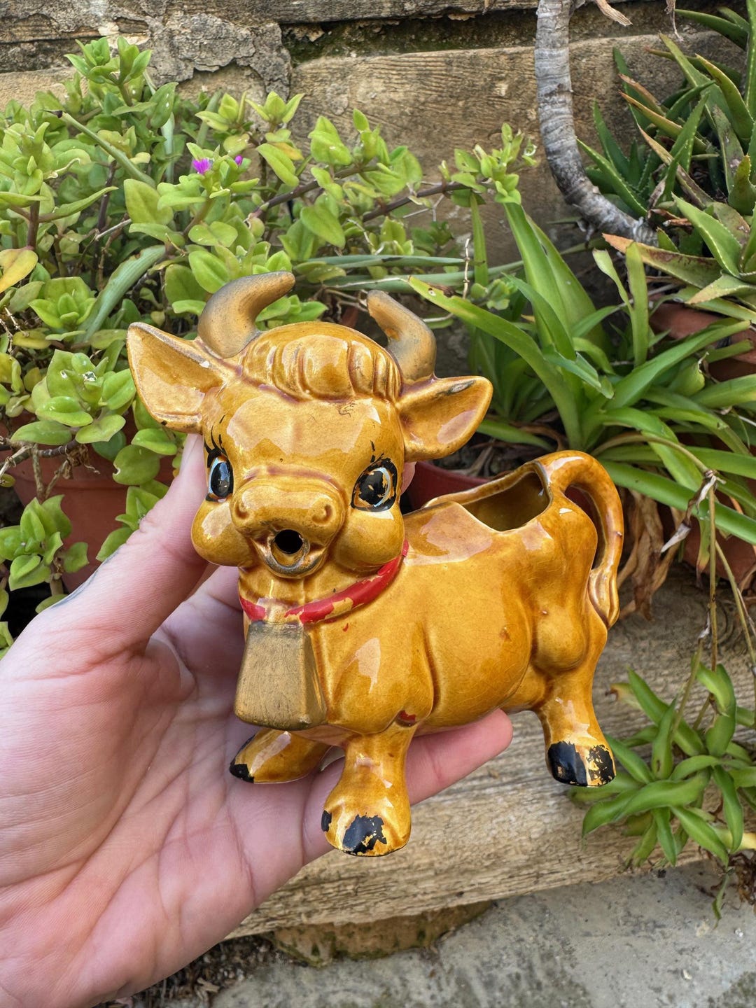 Vintage Hand-painted Ceramic Cow Creamer Jug – Kitsch - Farmhouse Charm ...