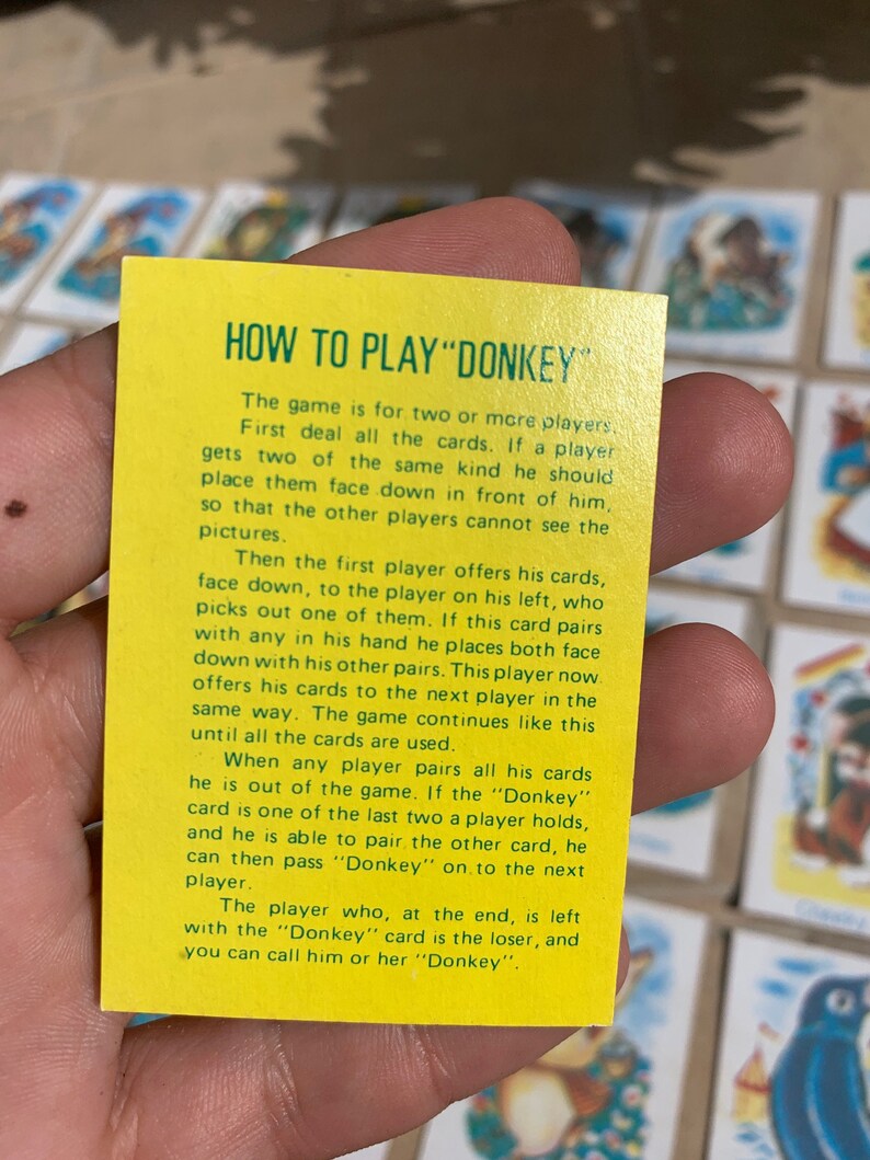 Donkey Vintage Card Matching Game Old Maid Animal Rummy 1960s Kids ...