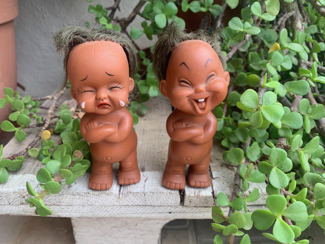 Vintage 1960s Taiwan Kewpie-style Crying & Laughing Dolls - Set of 2 ...