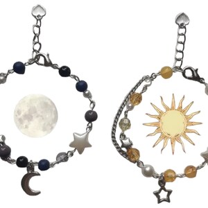 Moon and Star Matching Beaded Bracelets Celestial Couple Bracelet Set - Etsy