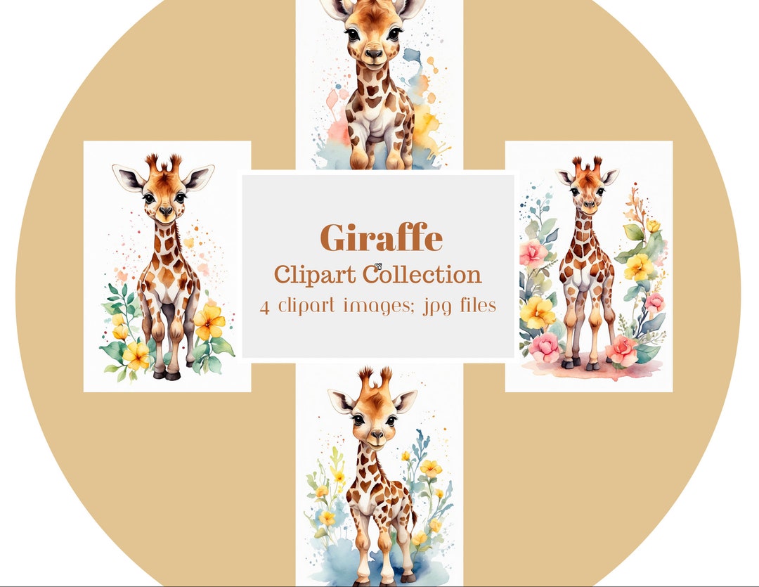 Giraffe Watercolor Clip Art Collection Instant PNG Downloads - Etsy