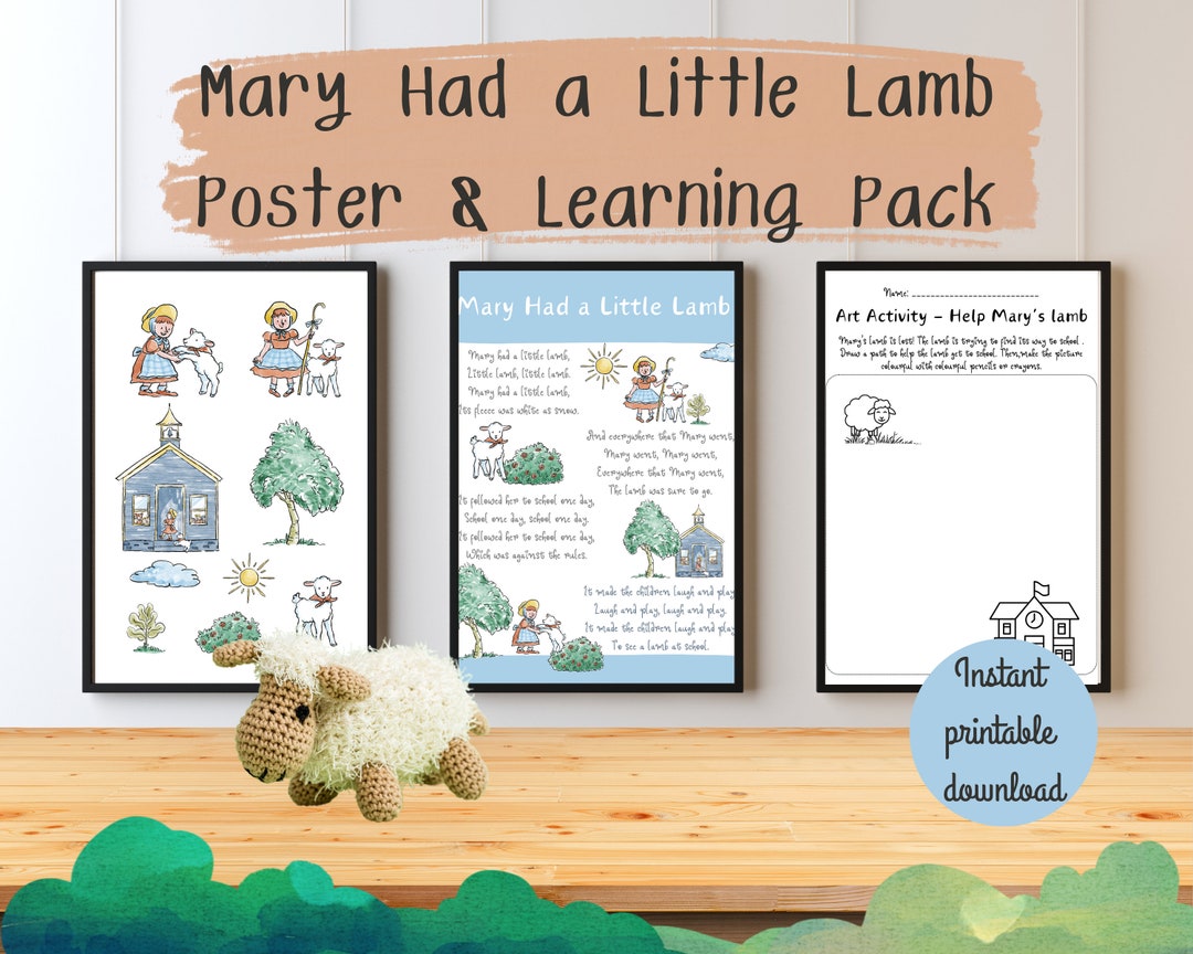 Mary Had a Little Lamb Illustrated Lyric Poster and Crafts - Etsy