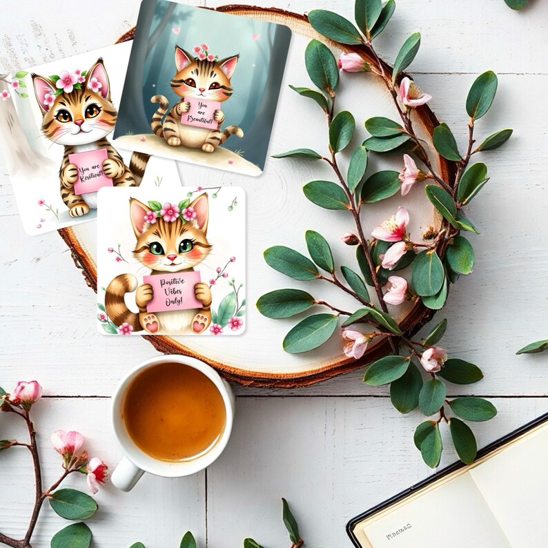 10 Tabby Cat Affirmation Cards • Kawaii Positive Prints - Etsy