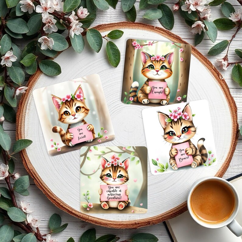 10 Tabby Cat Affirmation Cards • Kawaii Positive Prints - Etsy
