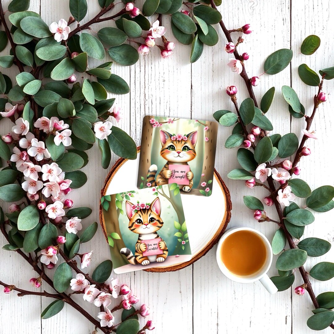 10 Tabby Cat Affirmation Cards • Kawaii Positive Prints - Etsy