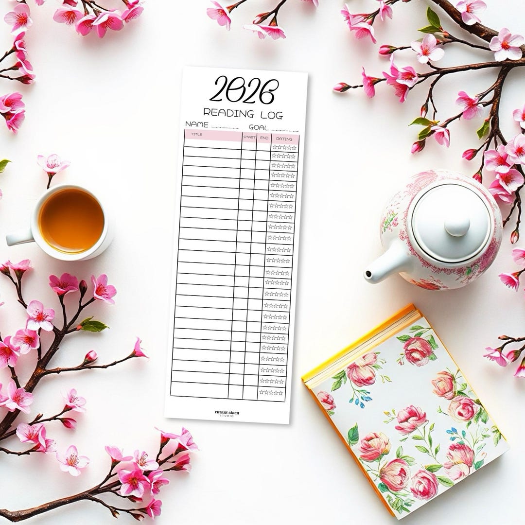 Reading Log List Bookmark: Book Tracker Card - Etsy