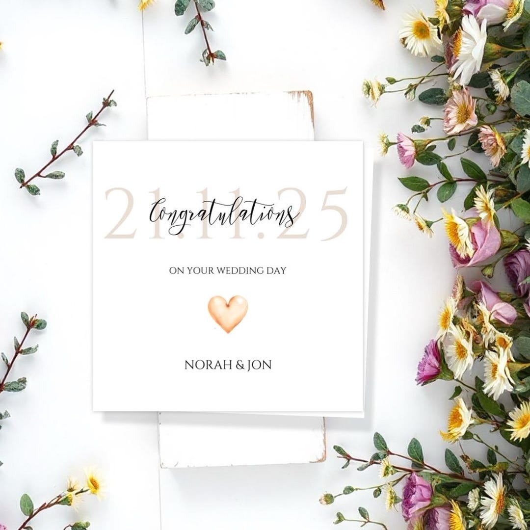 Personalised Wedding Date Anniversary Congratulations Greeting Card - Etsy