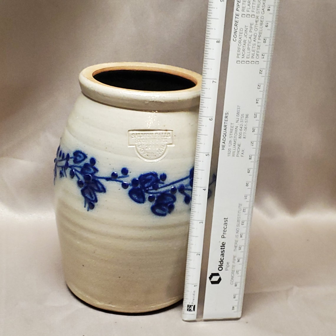 Vintage Salmon Falls Pottery Salt Glazed Stoneware Vase Crock Blueberry ...