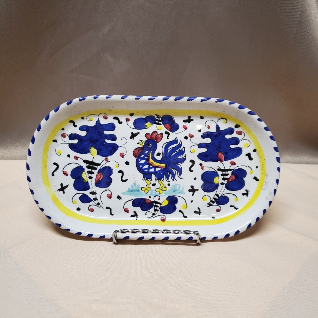 Sambuco Made in Italy Small Hand Painted Rooster Oval Dish 8x5 ...