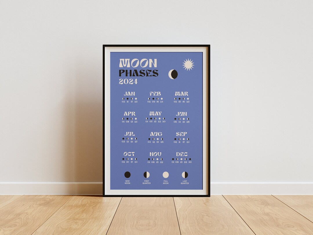 2024 Moon Phases Lunar Cycles Contemporary Calendar Digital Art Print ...