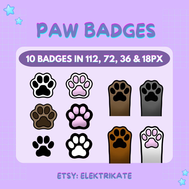 Cute Paw Badges, Emote, Channel Points Twitch, Paw Print, Ready to Use ...