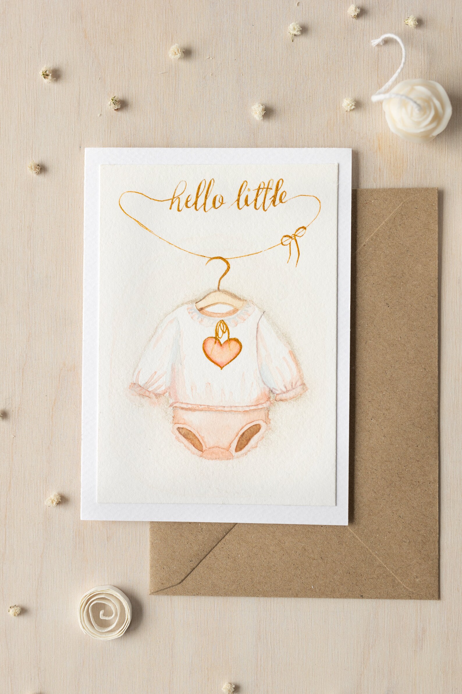 Personalised Baby Shower Handmade Watercolor Greeting Card, Congrats ...