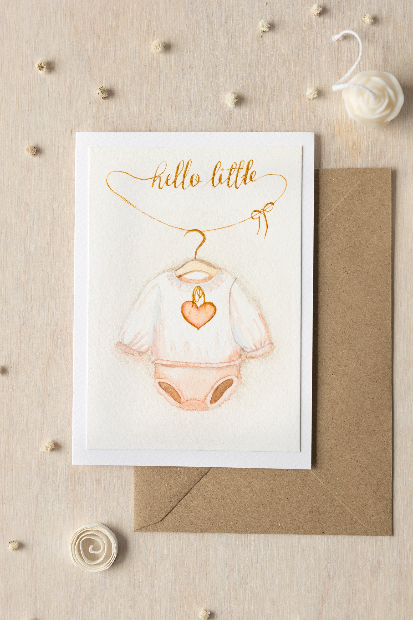 Personalised Baby Shower Handmade Watercolor Greeting Card, Congrats ...