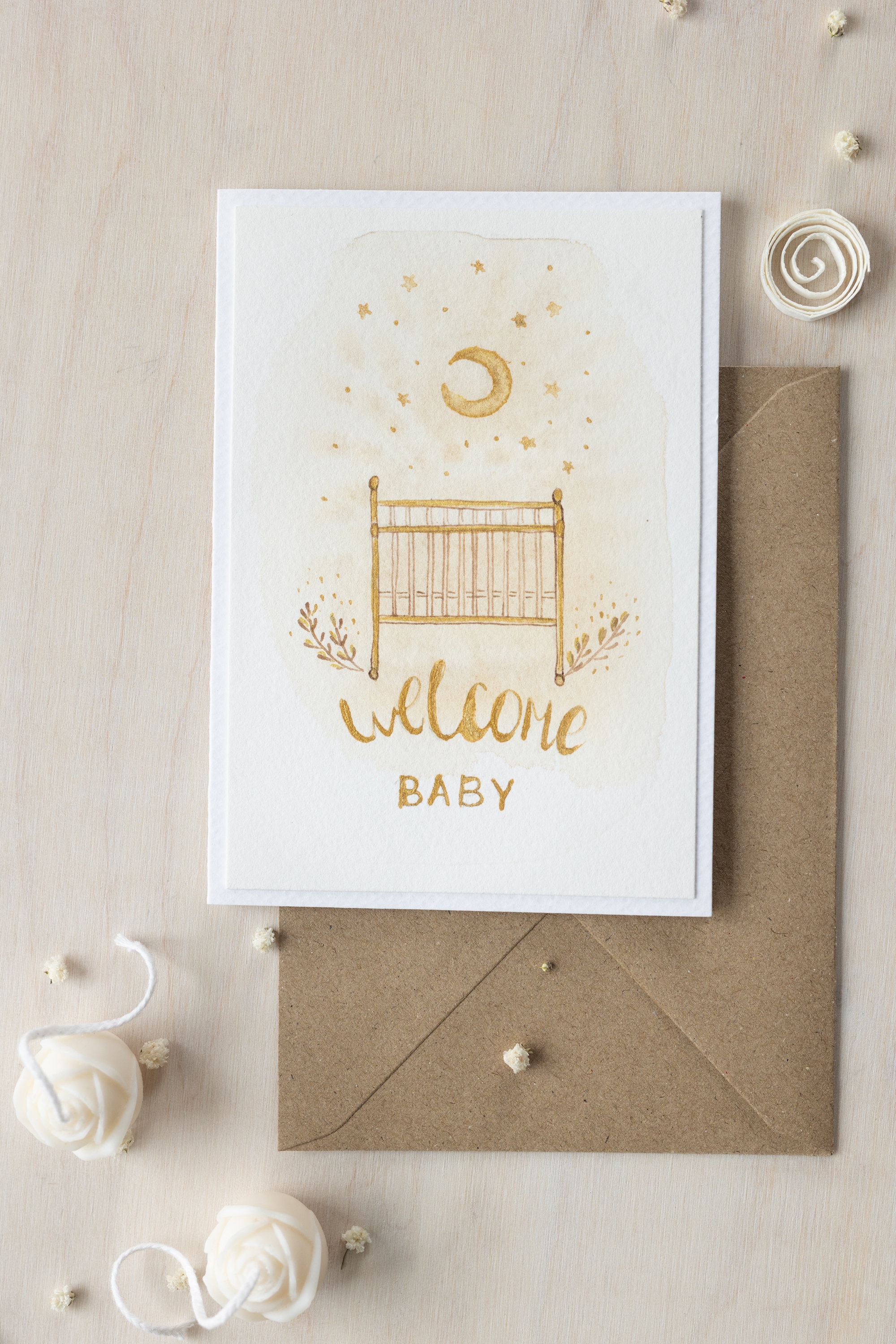 Congrats Pregnancy Handmade Watercolor Greeting Card, Baby Shower ...