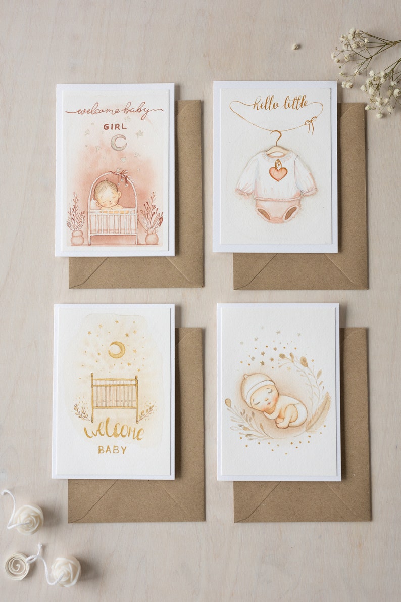 Congrats Pregnancy Handmade Watercolor Greeting Card, Baby Shower Cards ...